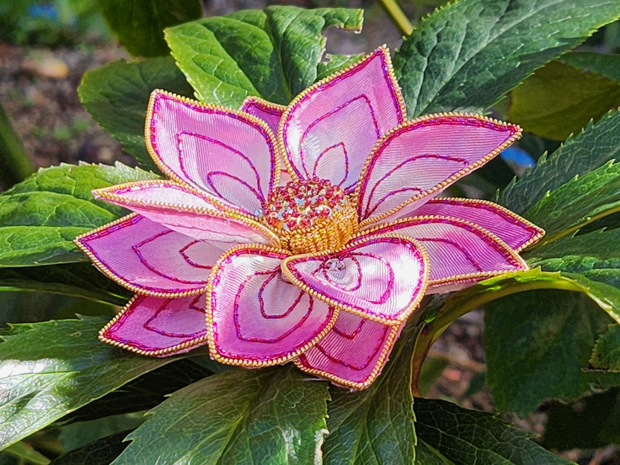 Sacred Lotus Brooch - ALISON COLE EMBROIDERY